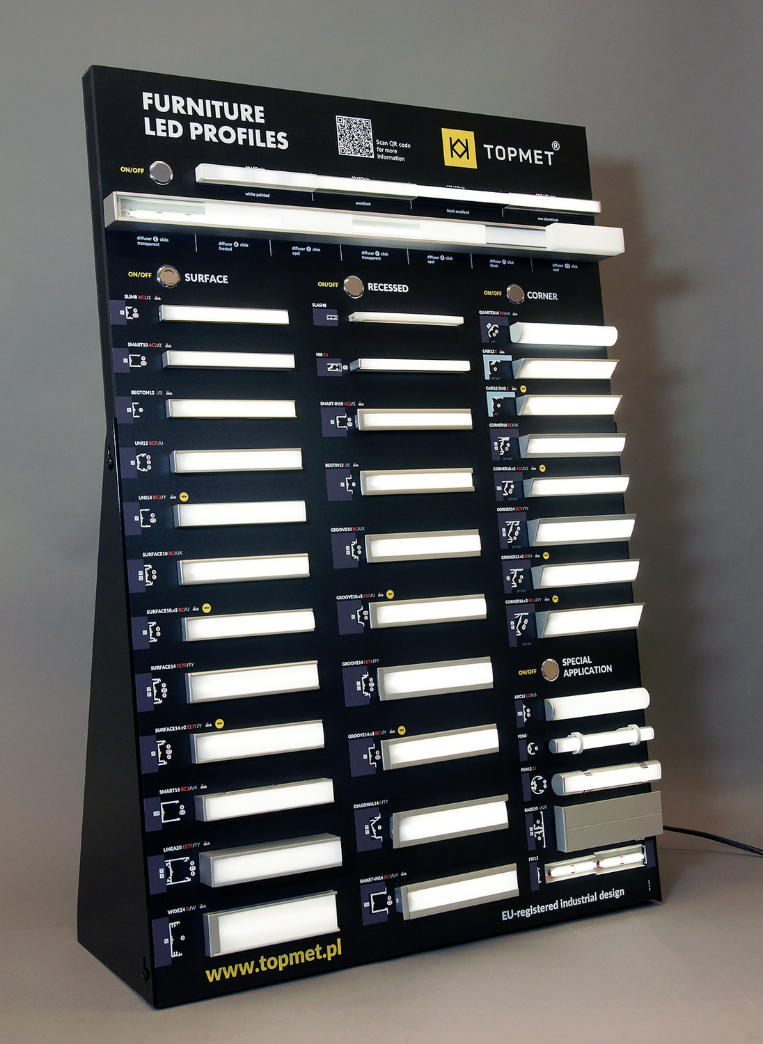 LED PROFILES SAMPLE BOARD FURNITURE 2023 - TOPMET